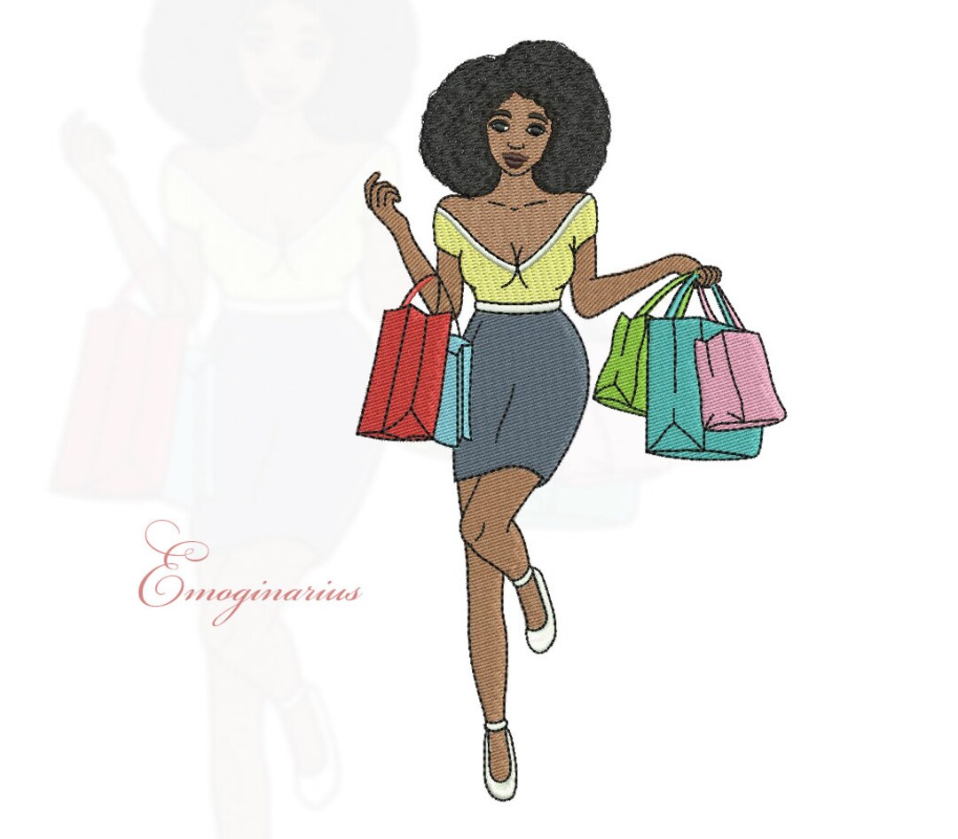 Machine Embroidery Design, Shopping Girl - 6, 7, 8 Inch - Etsy