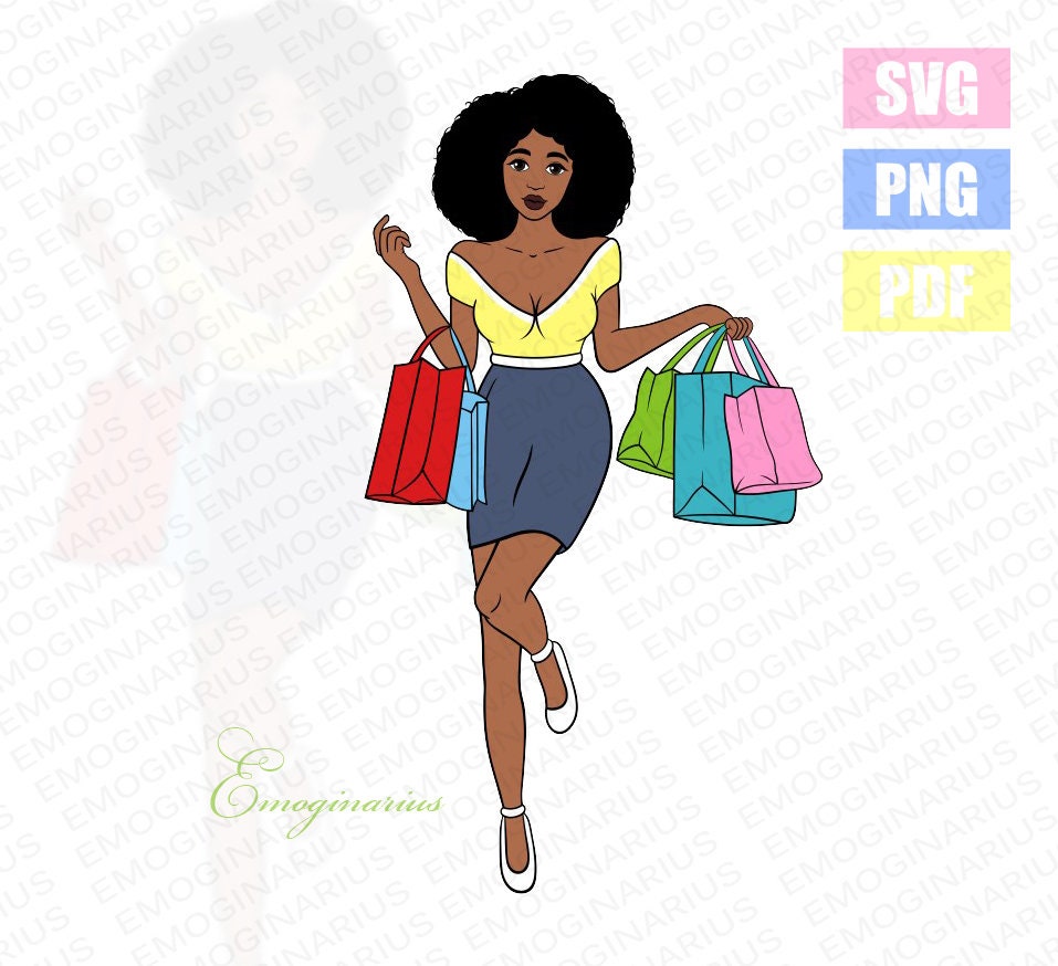 Vector Graphics Shopping Girl SVG PNG PDF Digital File | Etsy