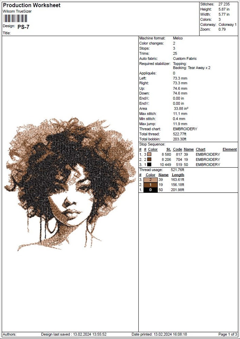 Machine Embroidery Design, Photostitch, Cute Girl Portrait, Natural ...