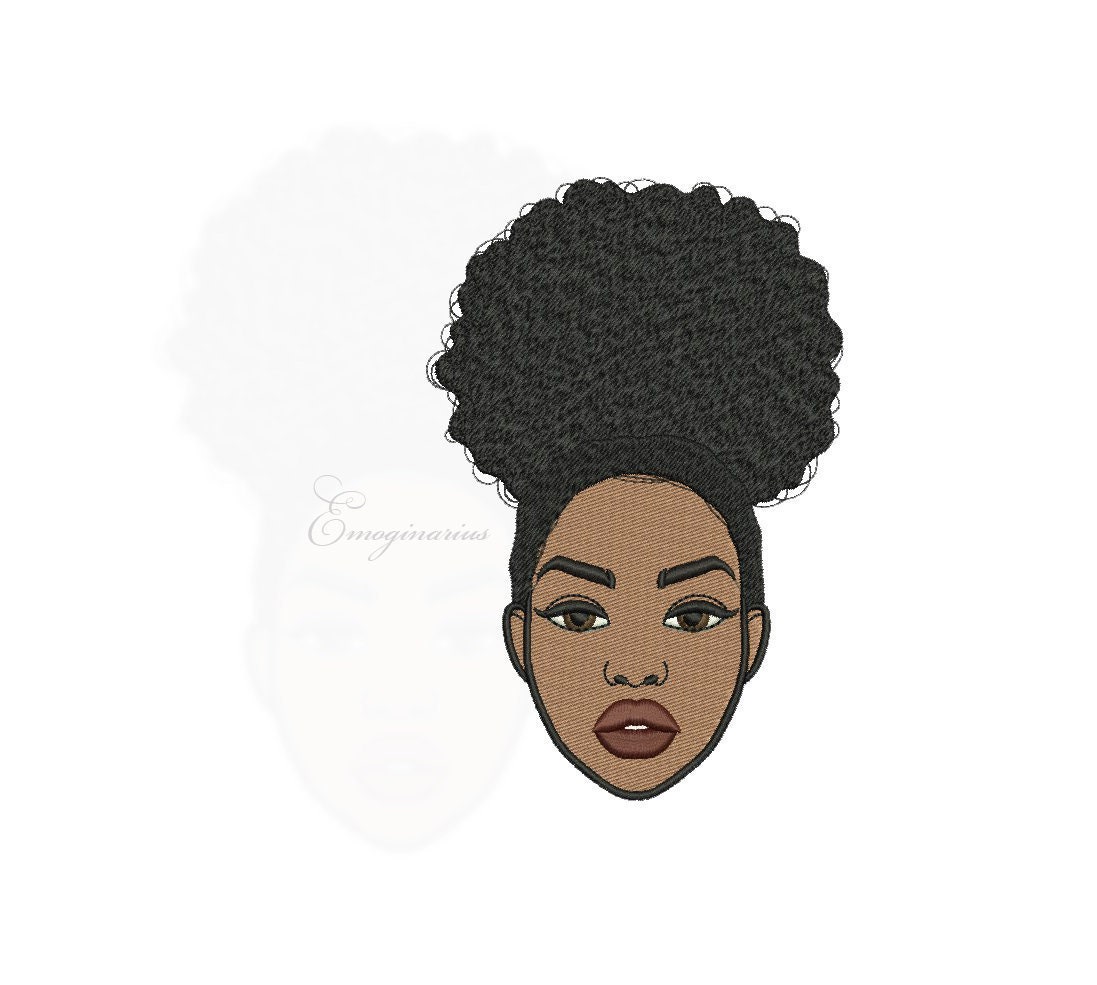 Machine Embroidery Design, Cute Girl, Natural Hair, Woman, - 4, 5, 6 ...