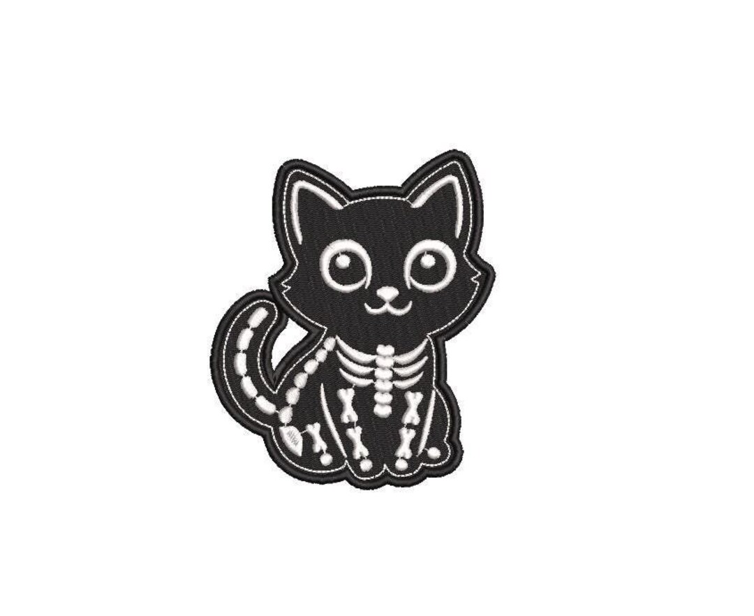 Digital, Machine Embroidery Design, Cute Skeleton Cat, Funny, Animal ...