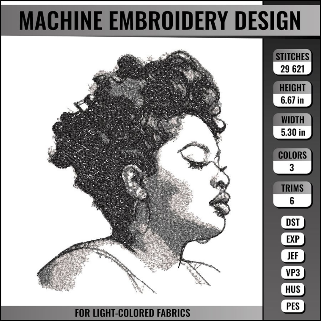 Machine Embroidery Design, Photostitch, Cute Girl Portrait, Natural ...