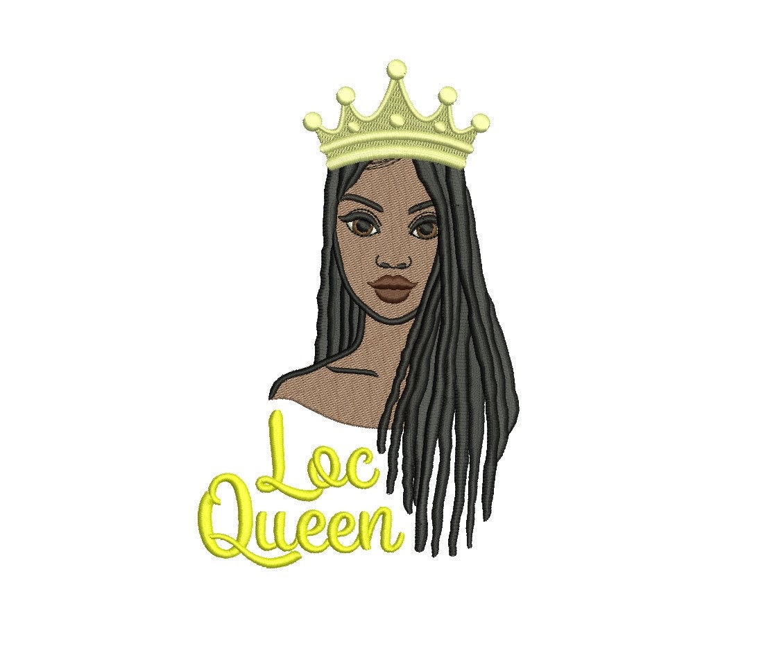 Machine Embroidery Design, Cute Girl, Loc Queen With Crown, Dreadlocks ...