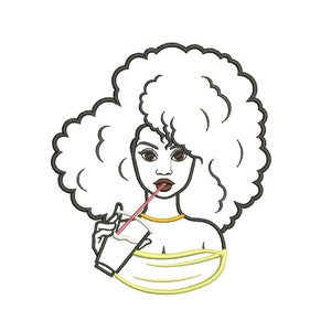 Applique, Machine Embroidery Design, Girl Drinks a Cocktail - 5, 6, 7 ...