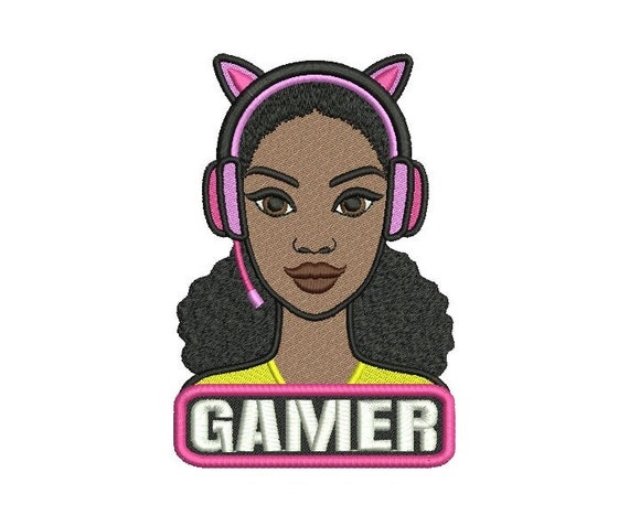 Digital Machine Embroidery Design Cute Gamer Girl Natural - Etsy