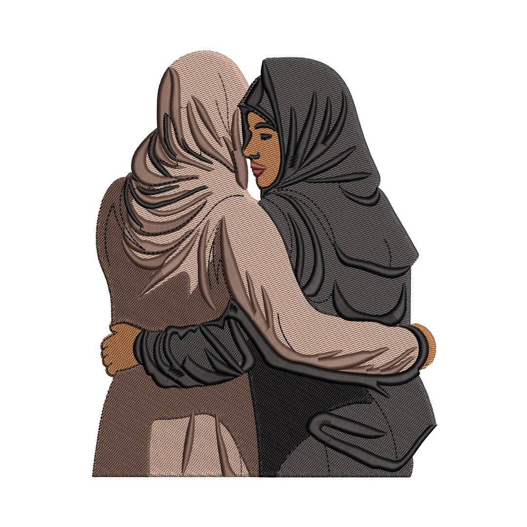 Machine Embroidery Design, Muslim Girls, Sisters, Hijab - 5, 6, 7 Inch ...