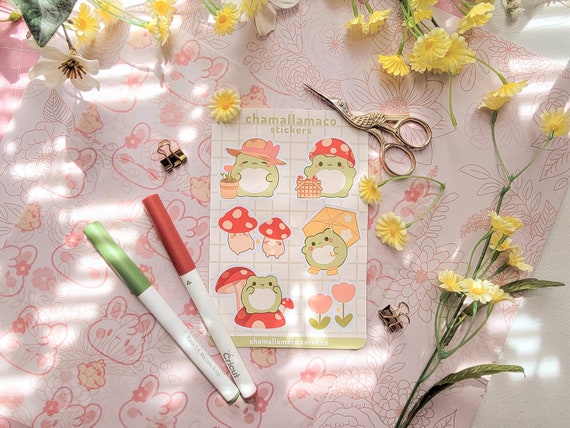 Frog Cottagecore Chibi Frog Mushroom Sticker Sheets Frog - Etsy New Zealand