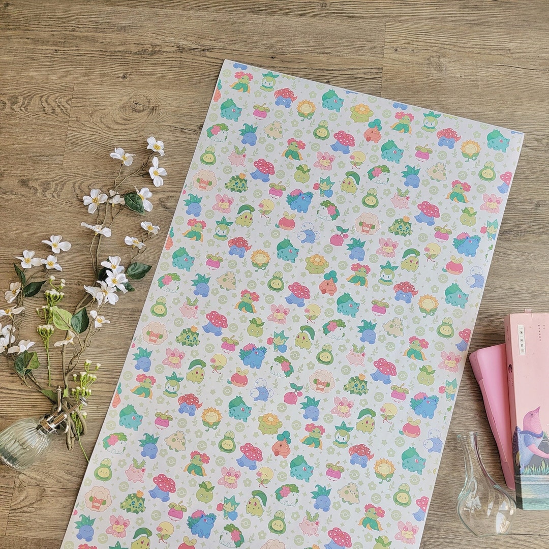 Pokemon Gift Wrap Full Roll | Pokemon Garden | PKMN Wrapping Paper ...