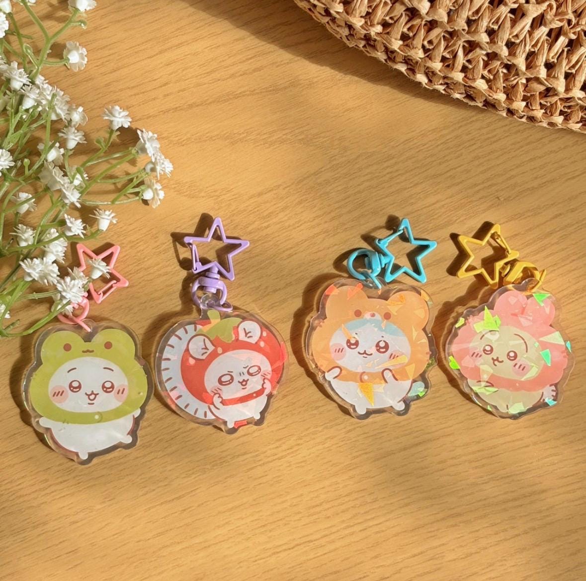Chiikawa Acrylic Keychains: Hachiware Usagi Momonga Double Sided Hat ...