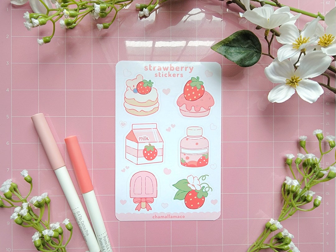 Strawberry Shortcake Sticker Sheet Dessert Bullet Journal Notebook ...