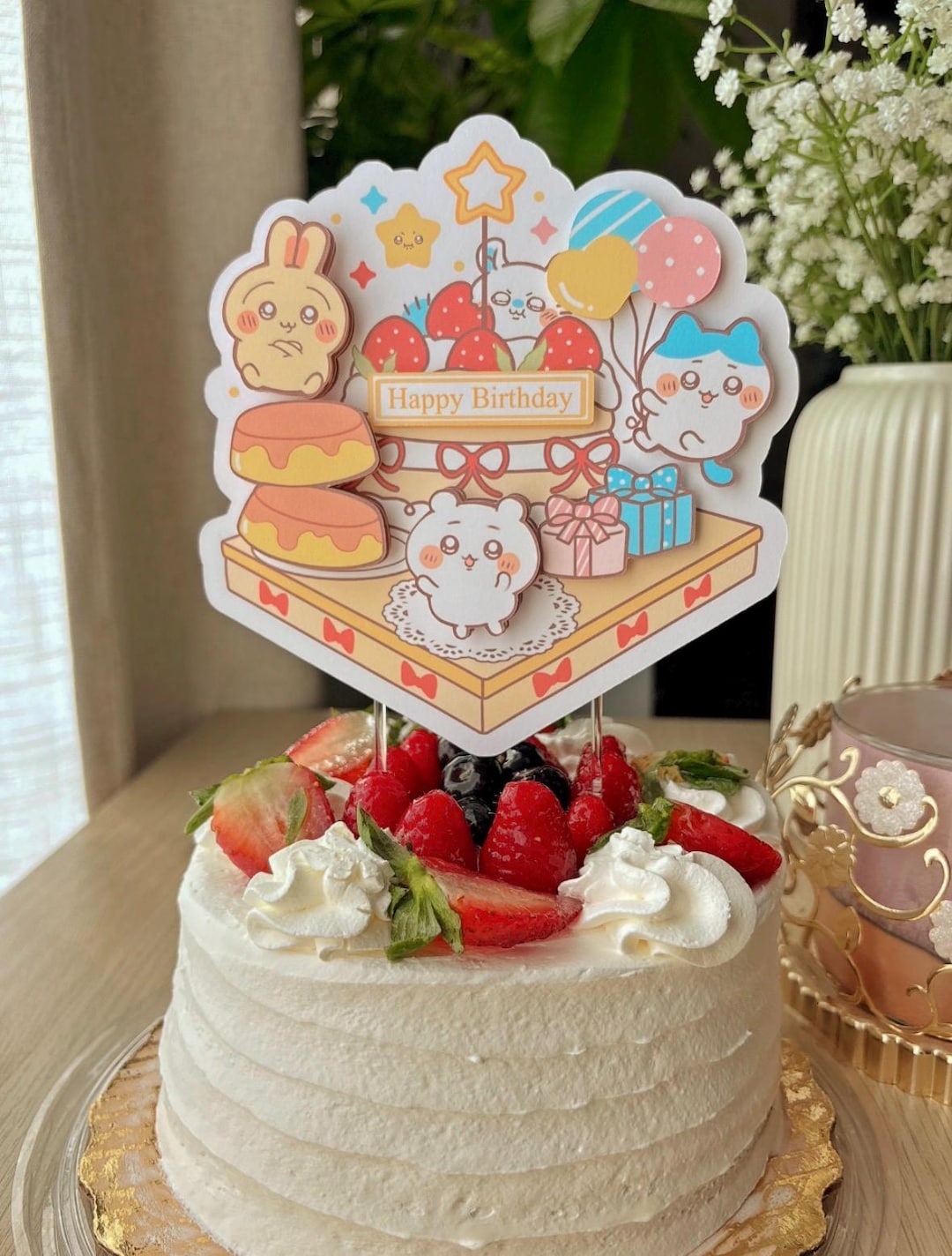 Chiikawa Cake Topper | Custom Personalization | Heavy Premium Cardstock ...