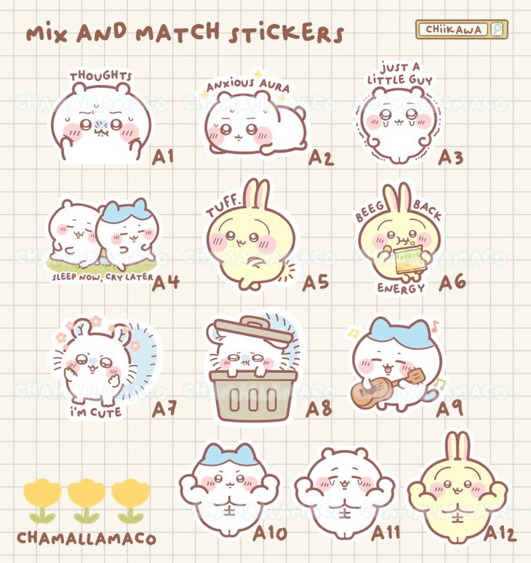 Chiikawa Sticker Collection | Hachiware Stickers | Usagi Stickers ...