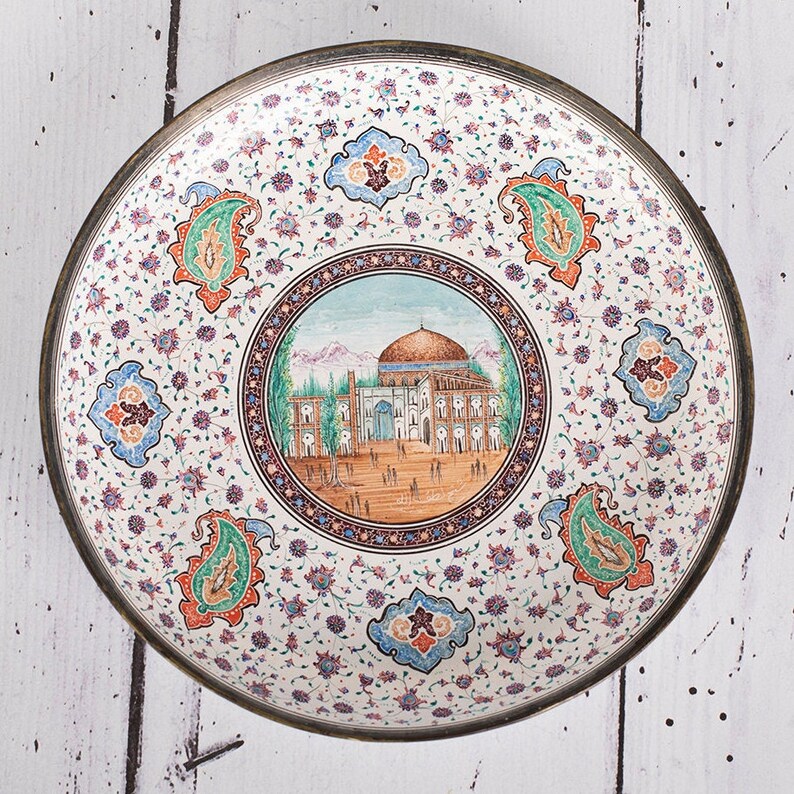 Vintage Persian Enamel Tin Plate - Etsy