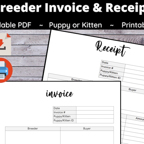 Breeder Invoice Fillable Printable Selling a Puppy or - Etsy