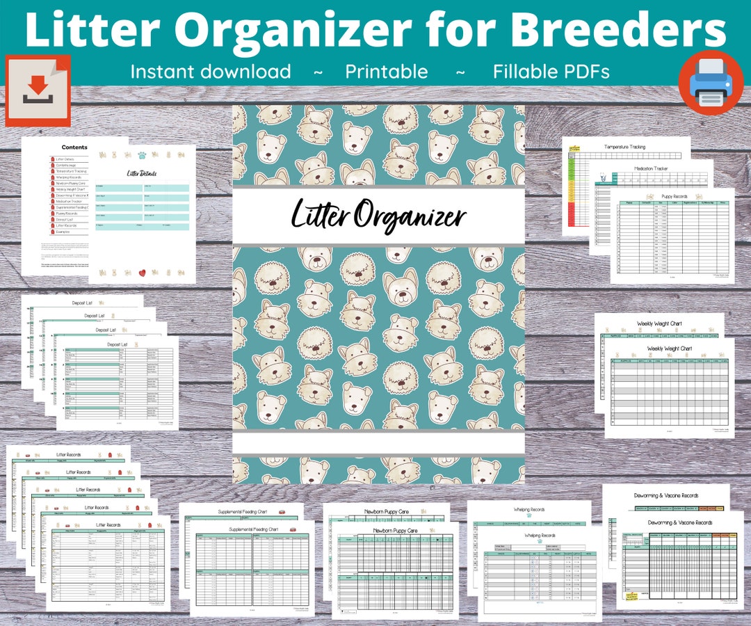Litter Organizer for Dog Breeders - Whelping Record, Daily Weights, ENS ...