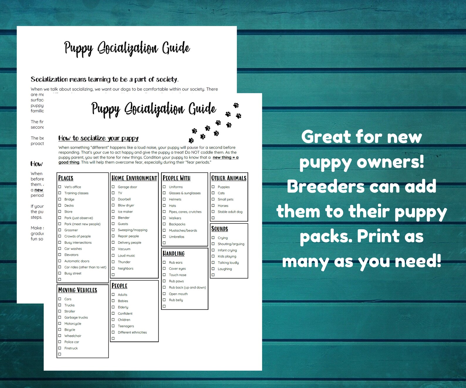 Puppy Socialization Guide/handout/checklist - Etsy