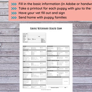 Canine Veterinary Health Exam Form- Vets, Breeders, Pet Owners - Etsy