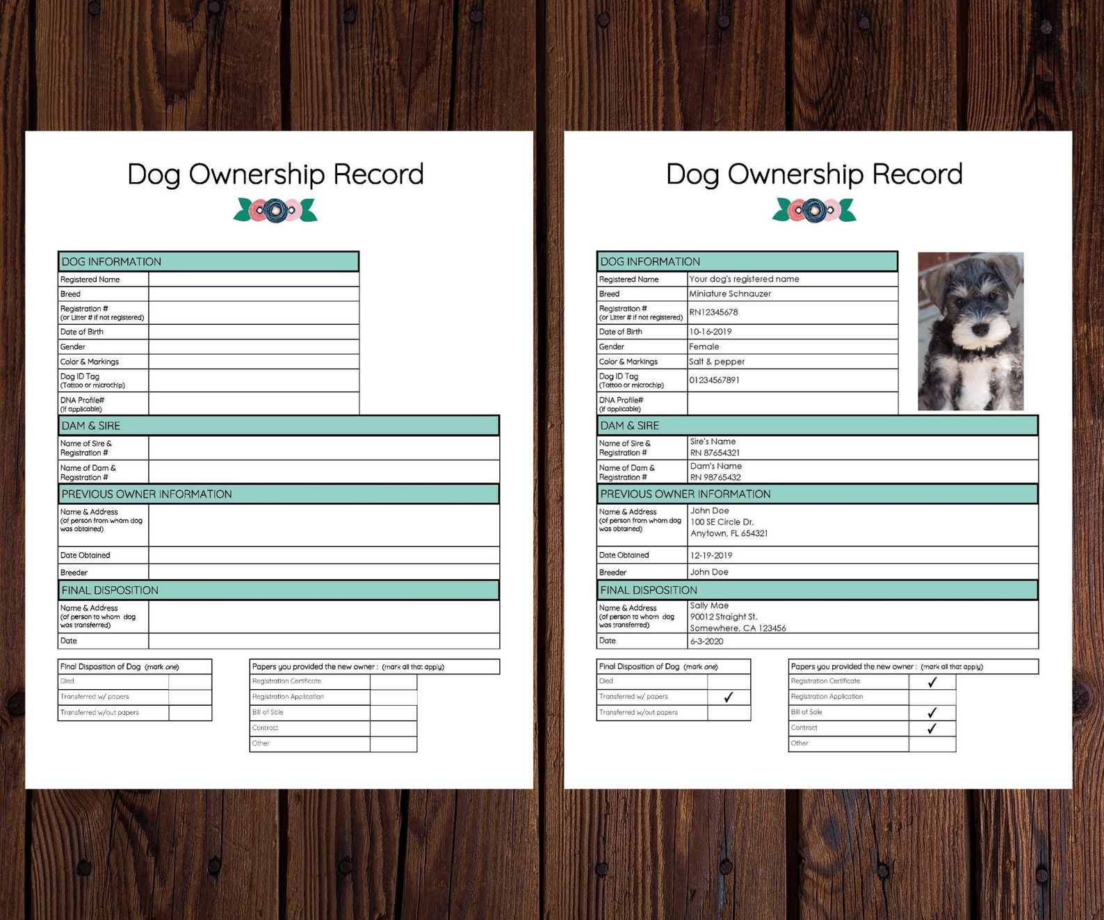 Dog Ownership Record and Breeding Records AKC | Etsy
