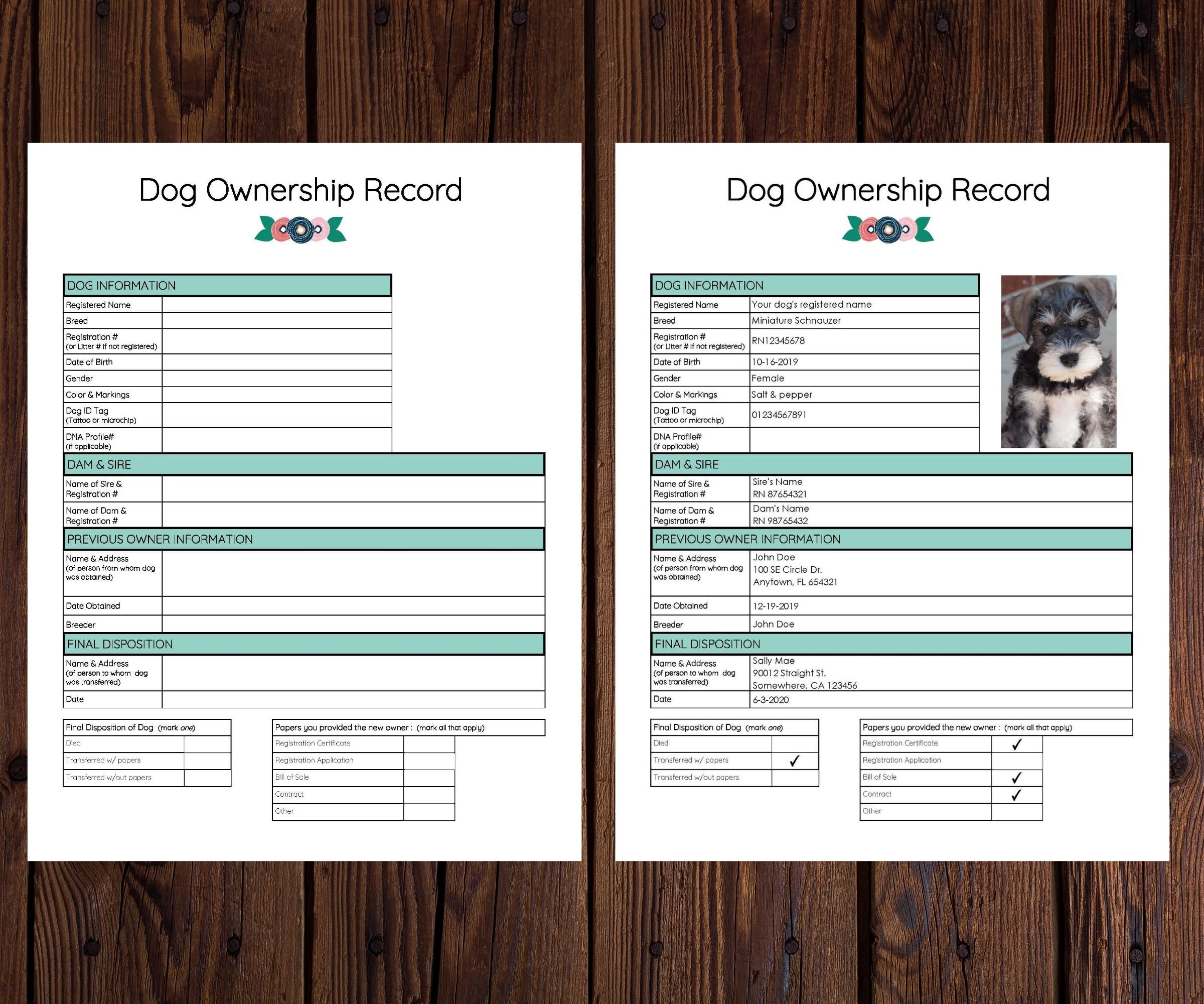 Dog Ownership Record and Breeding Records AKC - Etsy