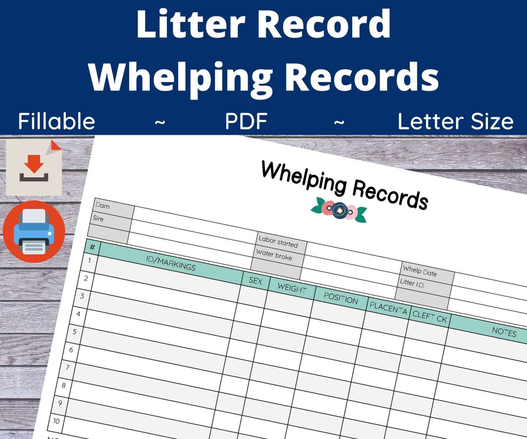 Whelping Record Form for Breeders - Litter Records - Etsy