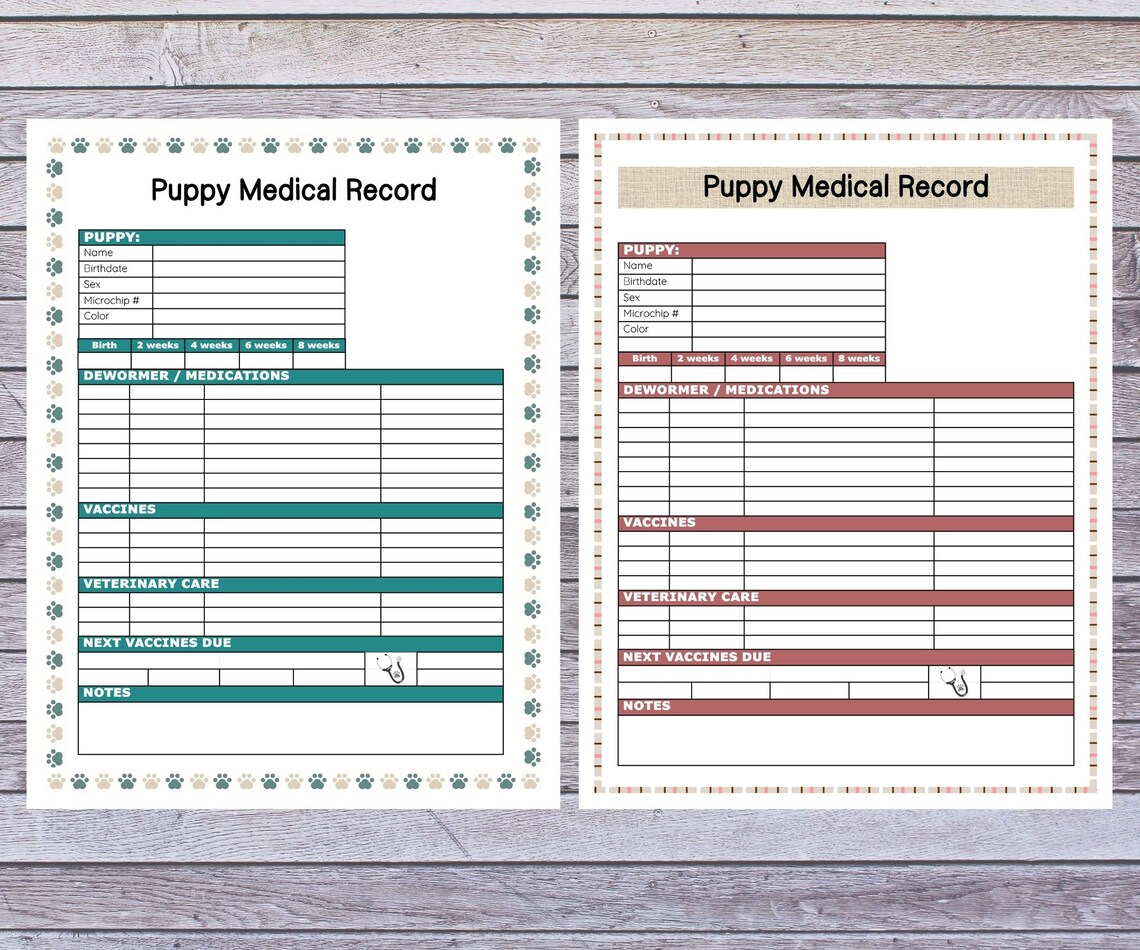 Puppy Medical Records for Breeders and Rescues- Litter Records - Etsy