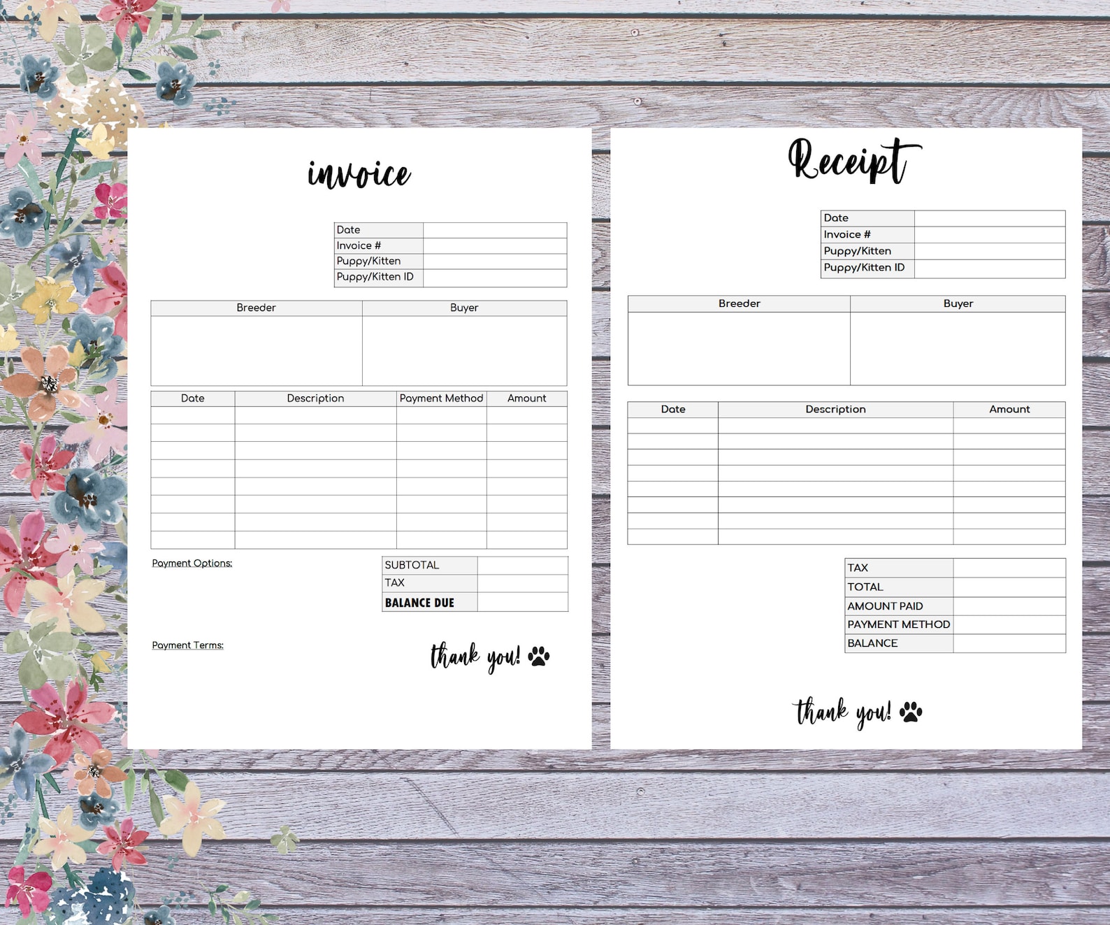 Breeder Invoice - Fillable, Printable - Selling a Puppy or Kitten - Etsy