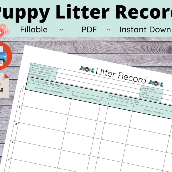 Puppy Litter Record Template - Etsy