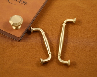 Antique Brass Knurled Cabinet Handles Pull, Satin Brass Door Pulls ...