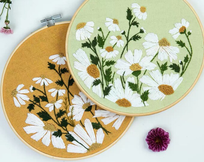 Rose Embroidery Kit Beginner Embroidery Kit Modern Sunflower - Etsy