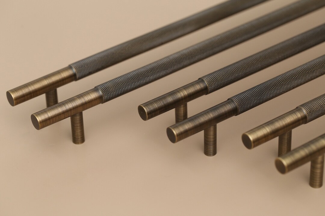 Antique Brass Knurled Cabinet Handles Pulls Solid Brass Drawer Pulls ...