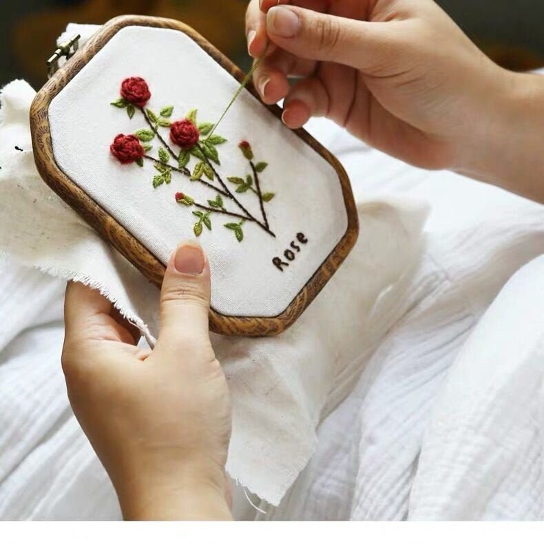 Rose Embroidery Kit Beginner Embroidery Kit Modern Sunflower | Etsy