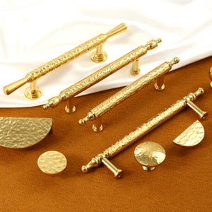 Mirror Silver Drawer Handles Pulls Knobs Hammered Brass Cabinet Dresser Pulls Knobs Handles ...