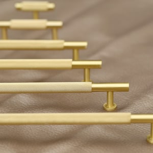 Knurled Antique Brass Cabinet Handles Pulls Satin Brass Drawer Kitchen ...