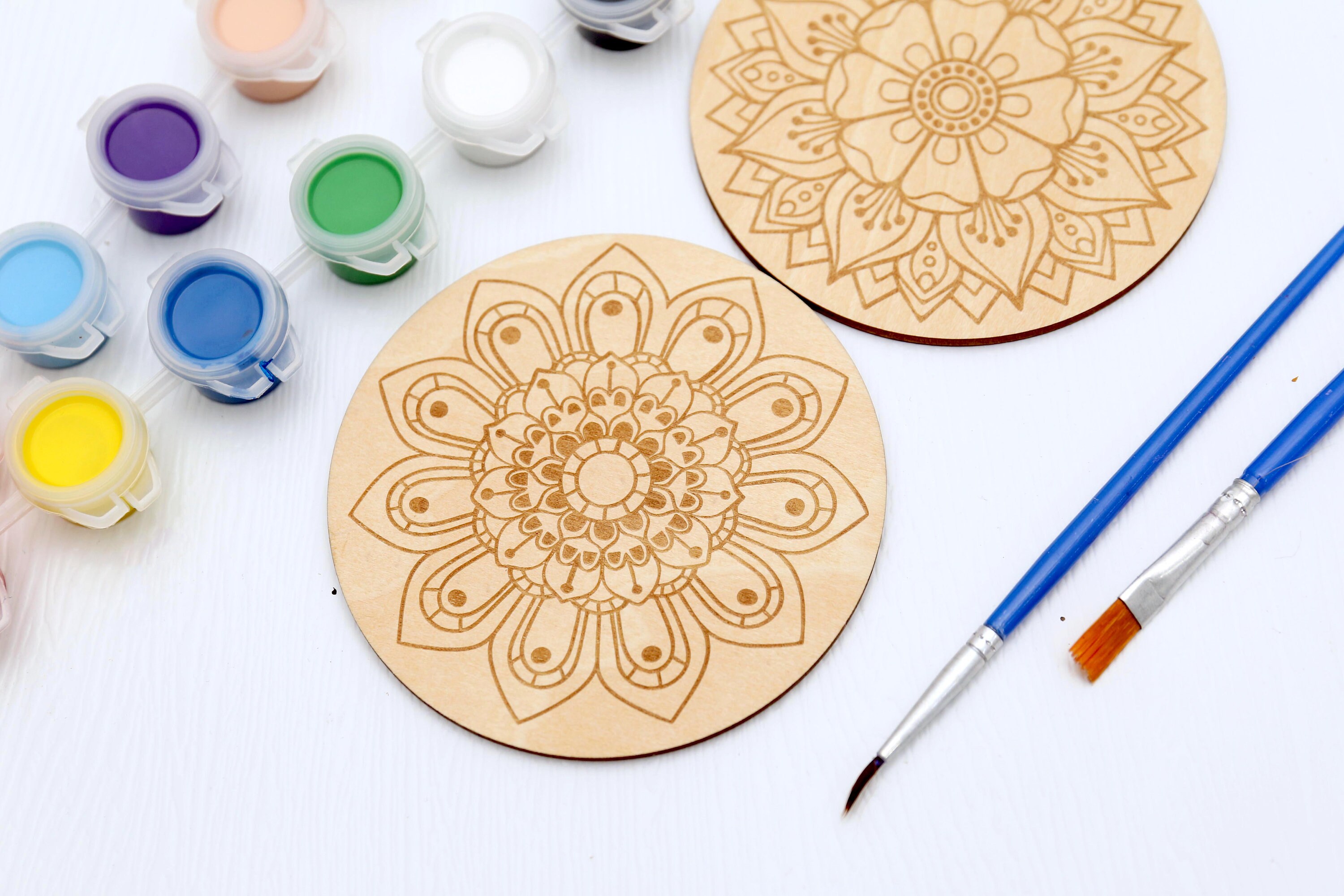 Mandalas Painting Kit Wooden Coaster Paint Kits for Adults - Etsy
