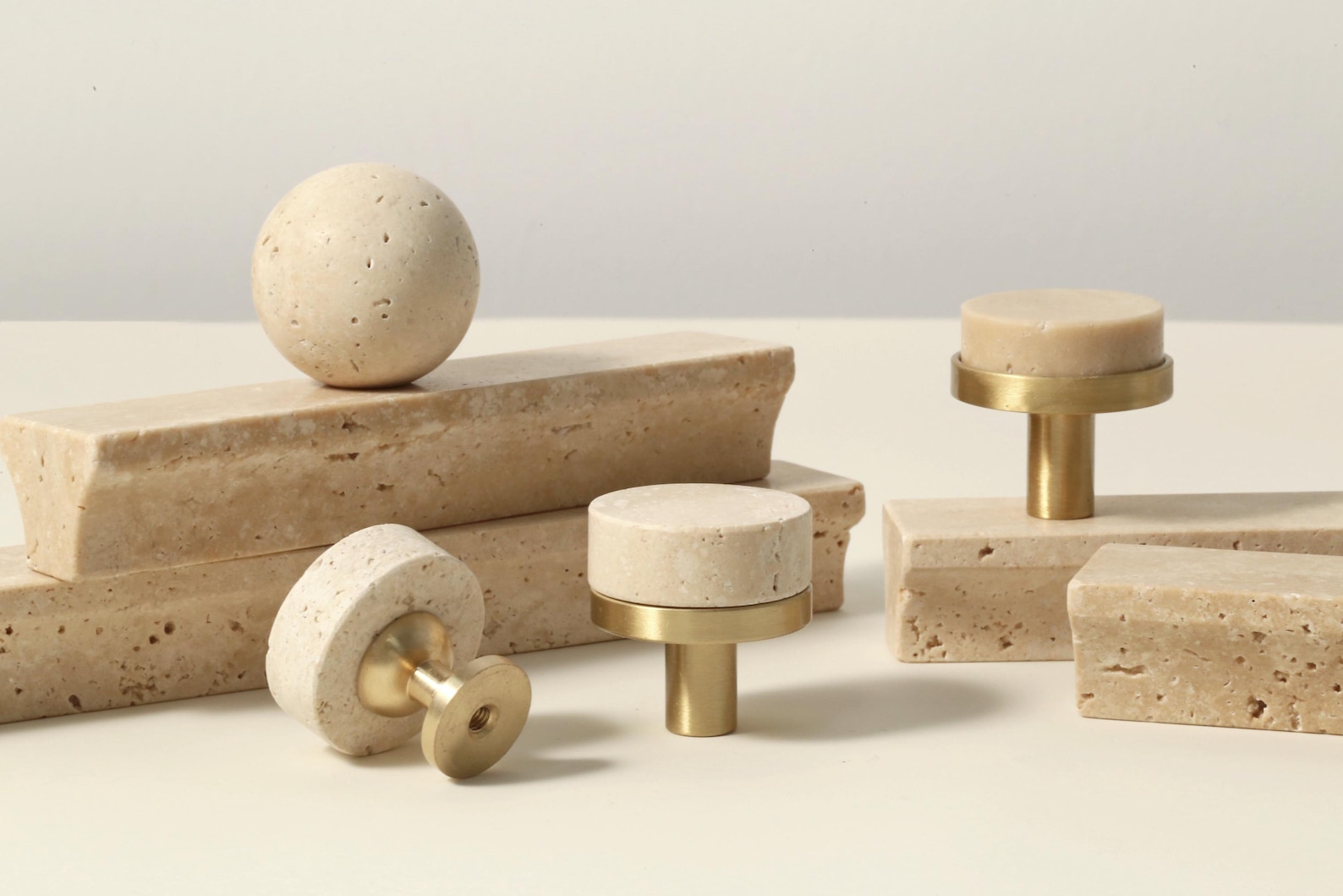 Nordic Travertine Brass Cabinet Drawer Knobs Handles Pulls Natural ...
