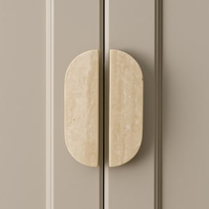 Natural Travertine Brass Base Cabinet Cupboard Handles Pulls Knobs ...