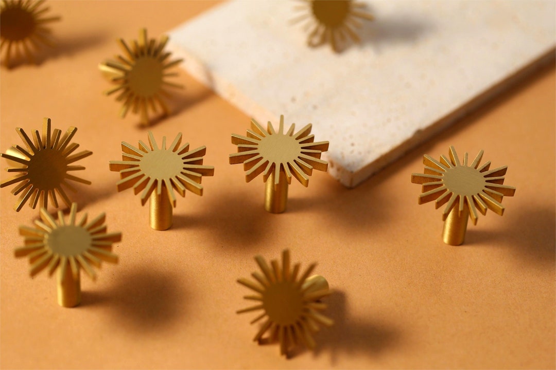 Brass Sunshine Knobs, Modern Drawer Handle Pull Wardrobe Handle Pulls ...