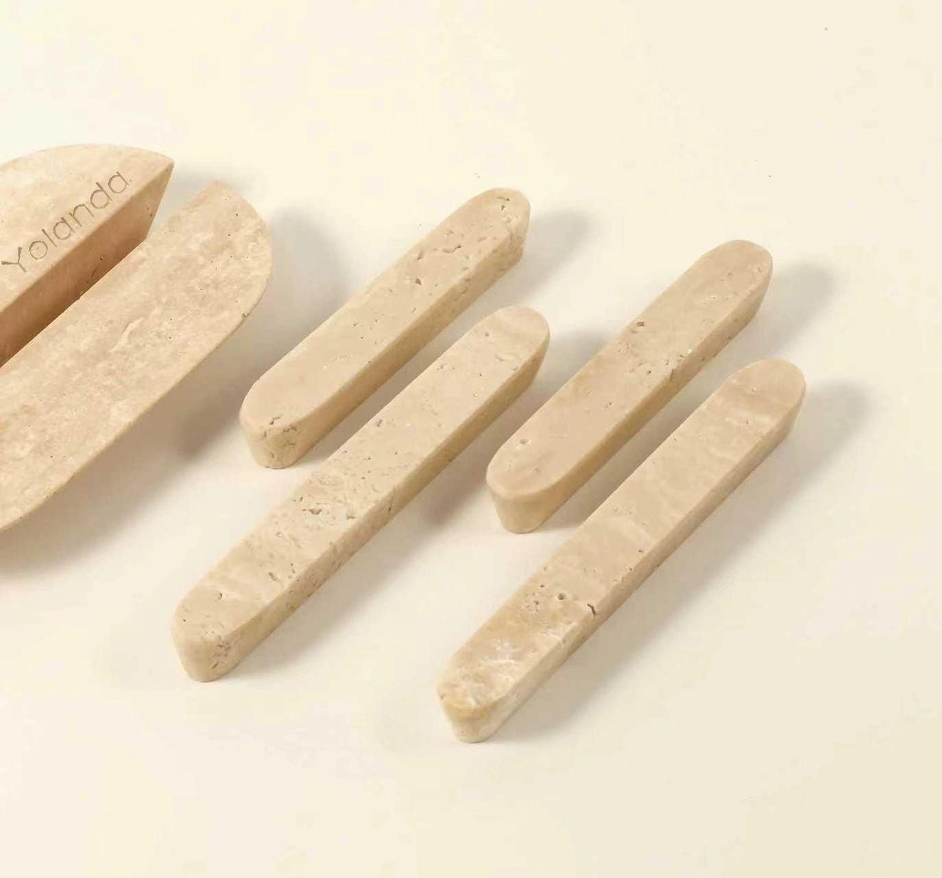 Boho Travertine Arch Cabinet Drawer Knobs Handles Pulls Natural Marble ...