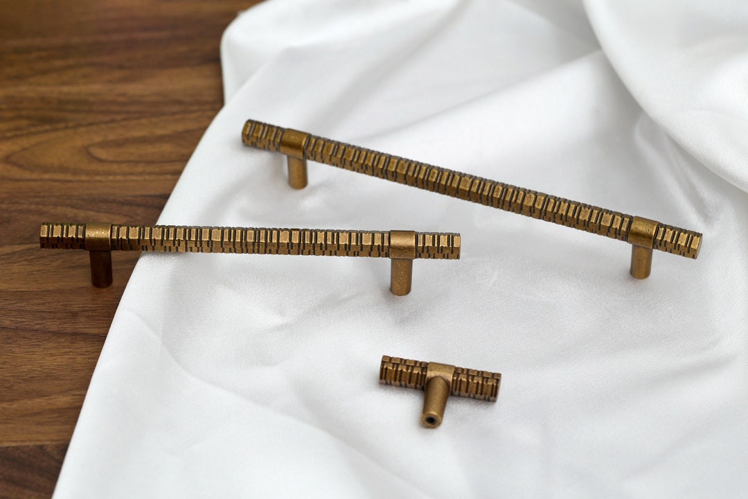 Antique Brass Door Handles, Brown Textures Cabinet Handles Pull,drawer ...