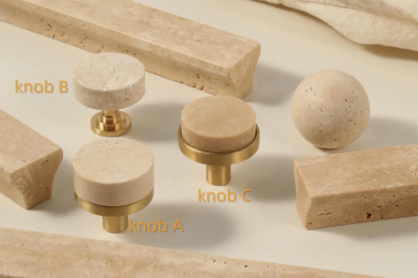 Boho Travertine Arch Cabinet Drawer Knobs Handles Pulls Natural Marble ...