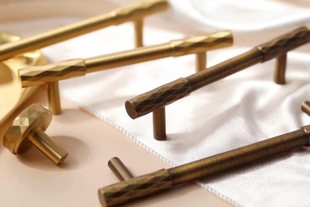 Diamond Shaped Cabinet Handles Pulls Aged Brass Rhombic Handles Drawer ...