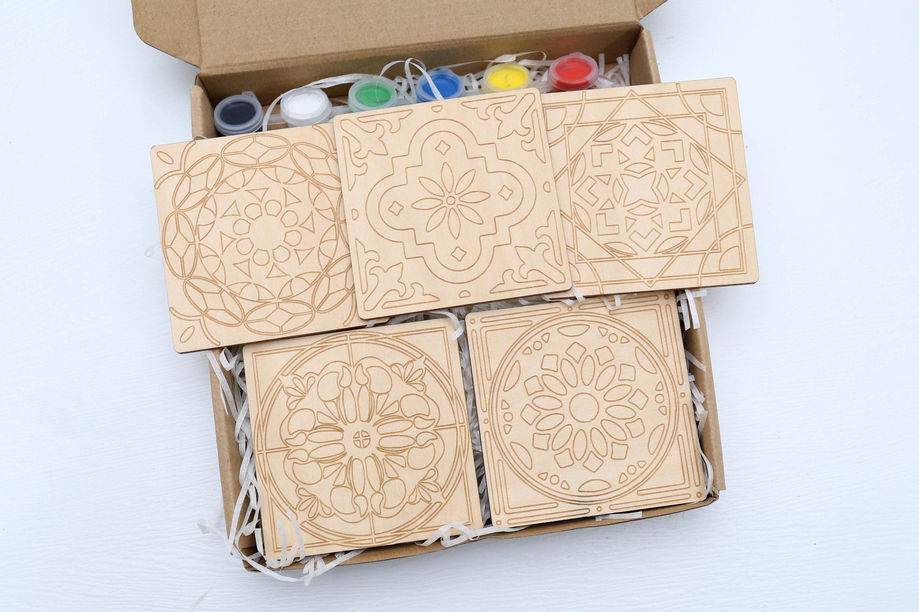 Tile Painting Kit, Wooden Coaster Paint Kits for Adults, Diy Kit for ...