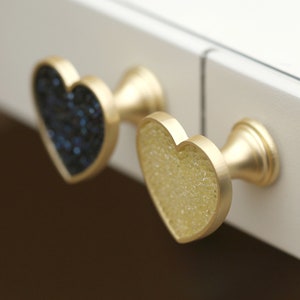 Colorful Heart Cabinet Knobs Pulls, Gold Drawer Pulls Knobs Handles, Heart Cabinet Dresser Knobs ...
