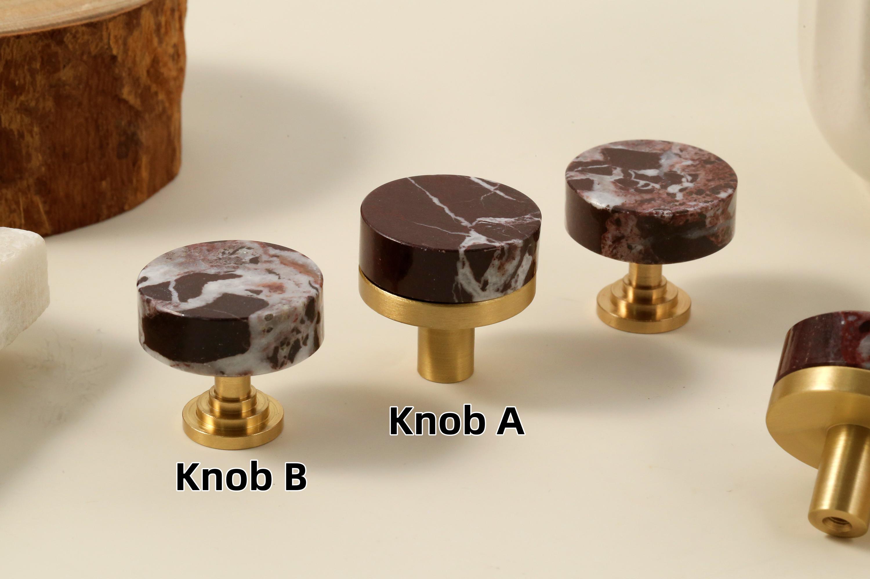 Rosso Marble Brass Cabinet Cupboard Handles Pulls Knobs Wabi Sabi ...