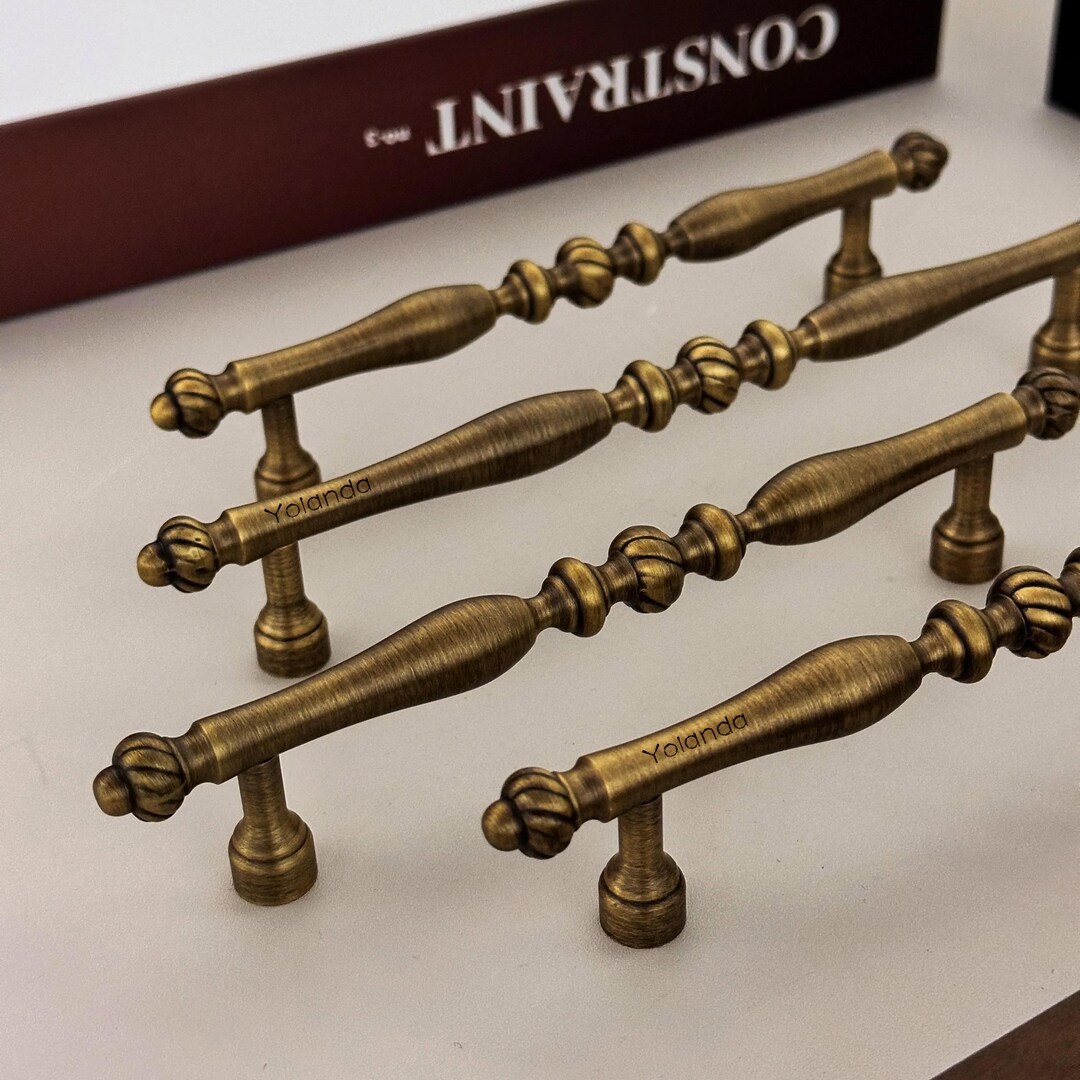 Art Decor Aged Brass Cabinet Handles Pull, Vintage Bronze Drawer Door ...