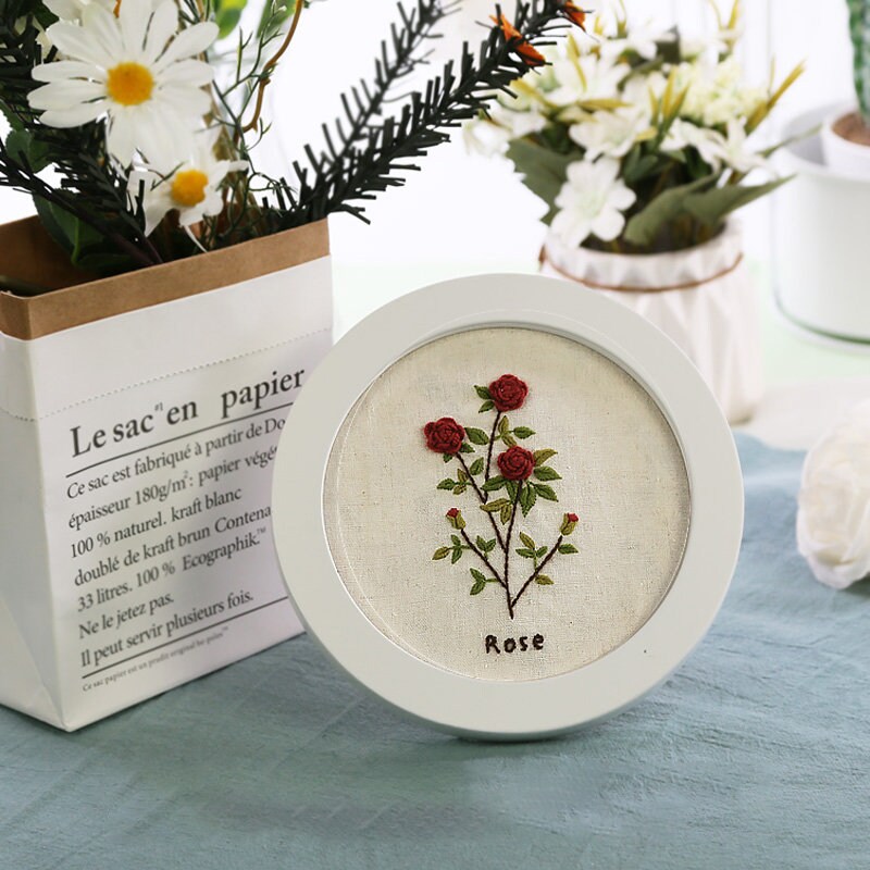 Rose Embroidery Kit Beginner embroidery kit modern sunflower | Etsy