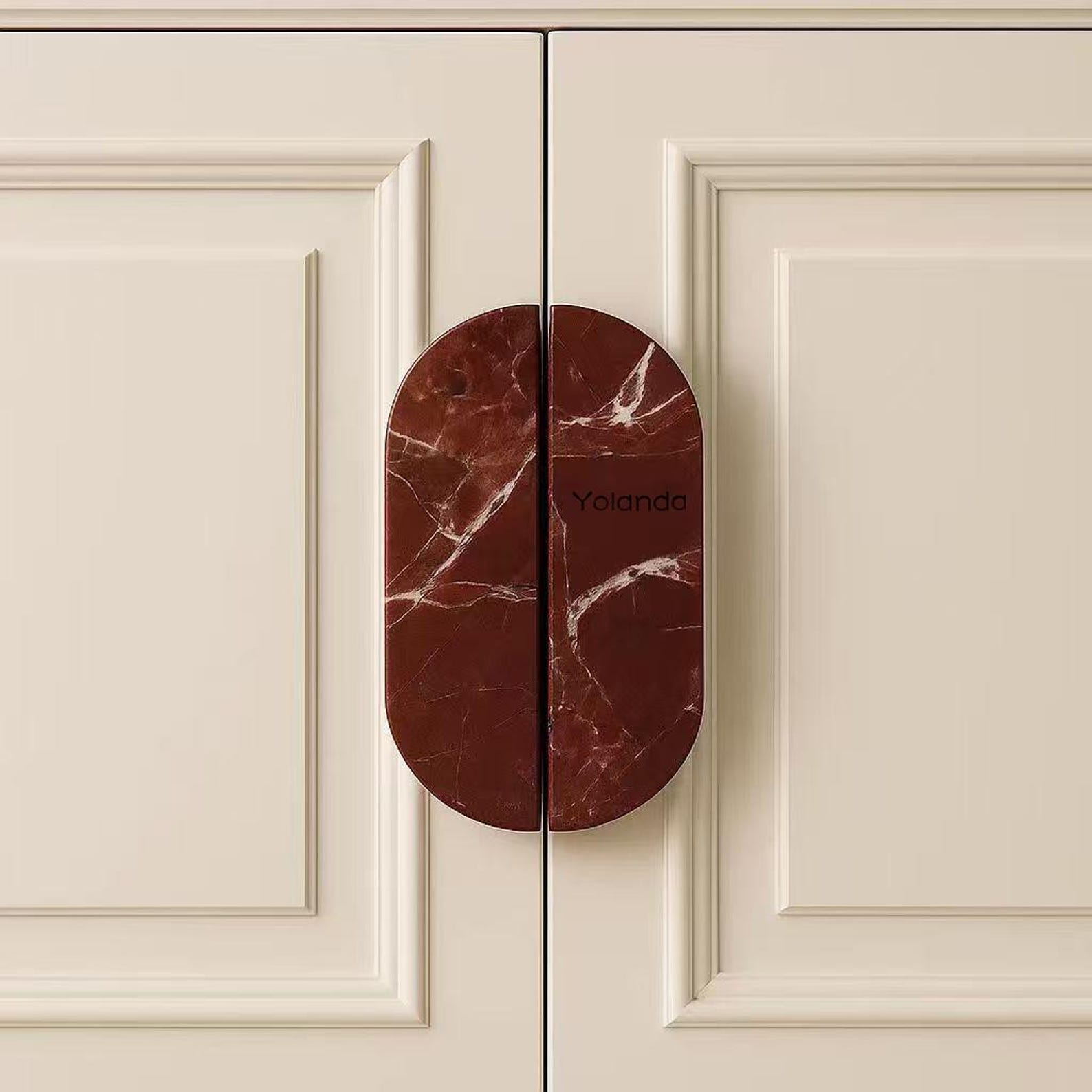 Natural Rosso Marble Cabinet Drawer Handles Pulls Knobs Wabi Sabi ...