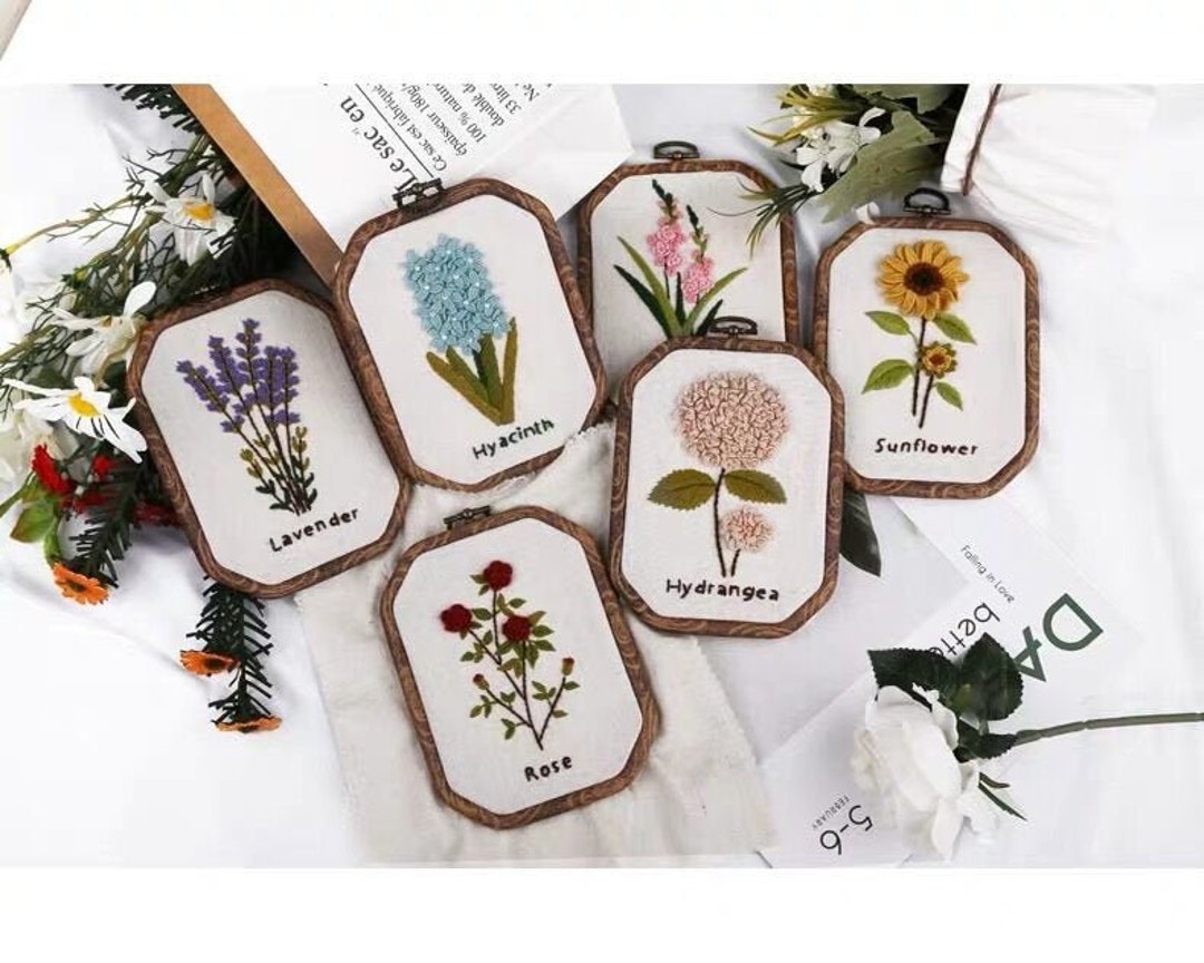 Rose Embroidery Kit Beginner Embroidery Kit Modern Sunflower - Etsy