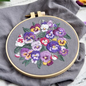 Embroidery Kit Beginner Diy Kit Violet Embroidery Kit Modern - Etsy