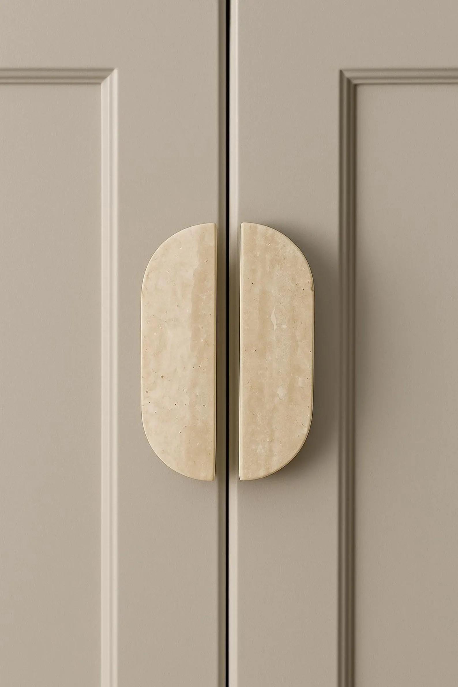 Boho Travertine Arch Cabinet Drawer Knobs Handles Pulls Natural Marble ...
